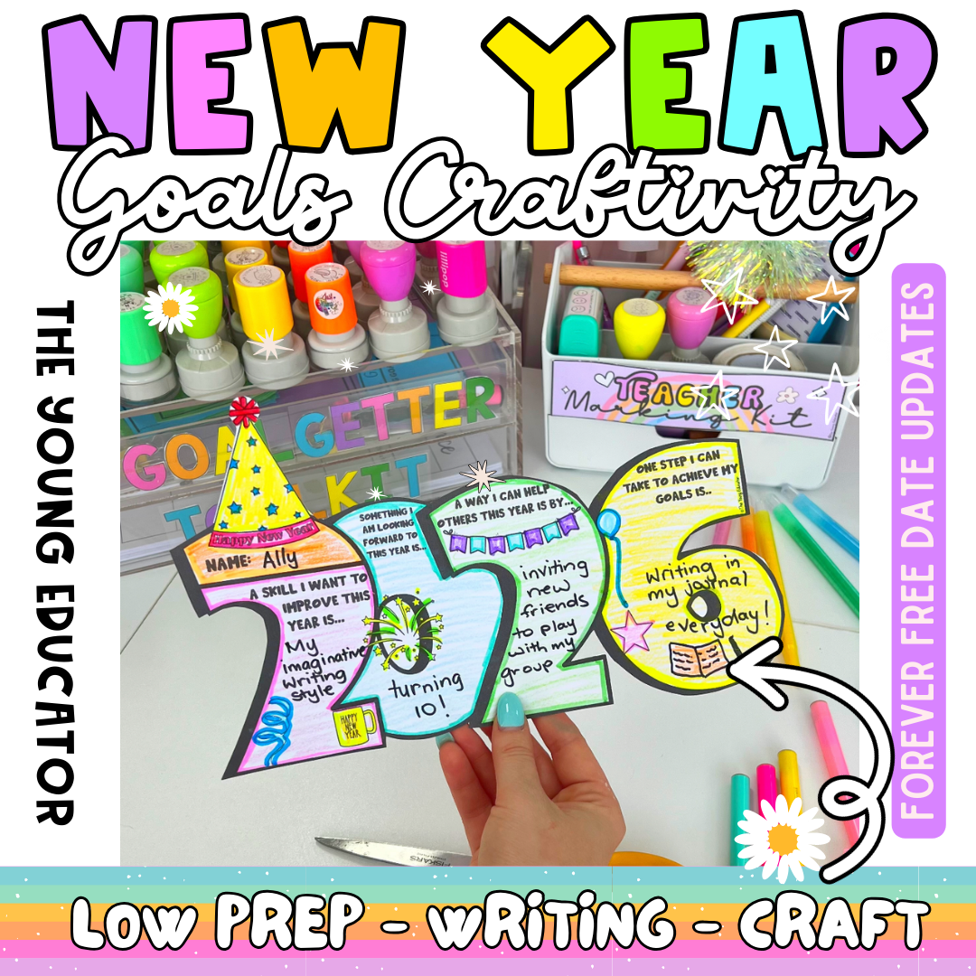 New Year 2026 Goal Setting Activity & New Year Writing Craft for Kids ...