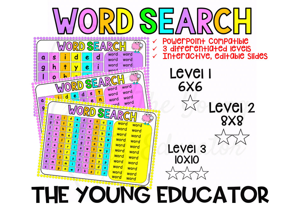 Word Search Game on PPT | Children's Word Search Games Editable ...