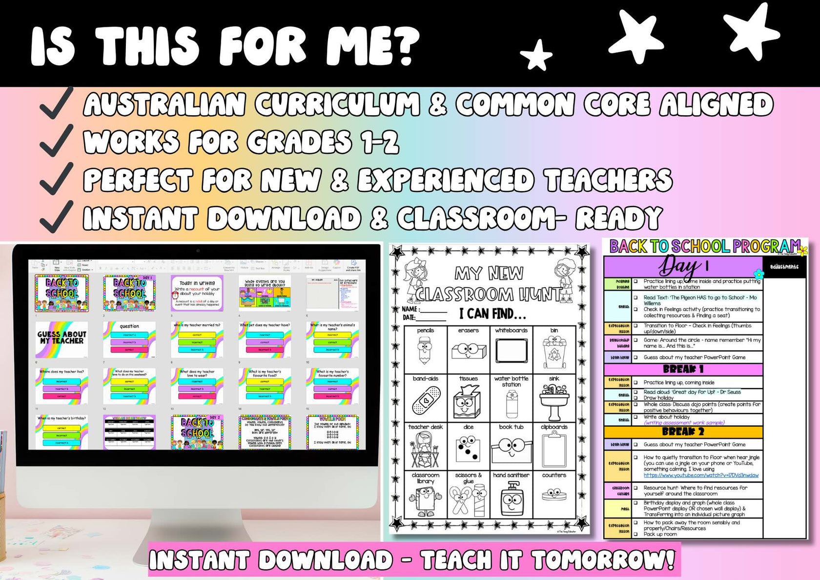Back to School Program – Grades 1 & 2 | First 10 Days of Lesson Plans ...