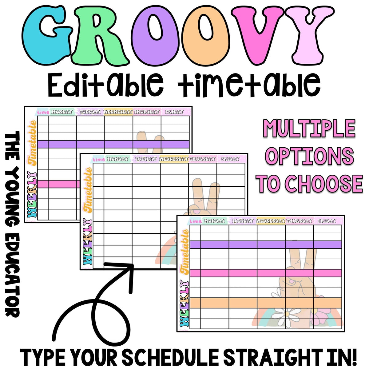 Editable 'GROOVY' Teacher Timetable Template – The Young Educator