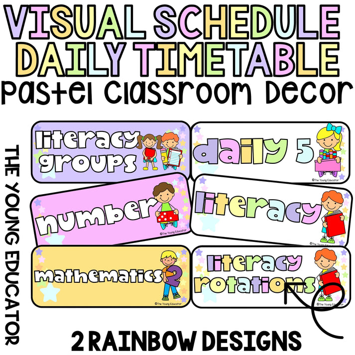 PASTEL RAINBOW Visual Timetable Schedule / Classroom Decor – The Young ...