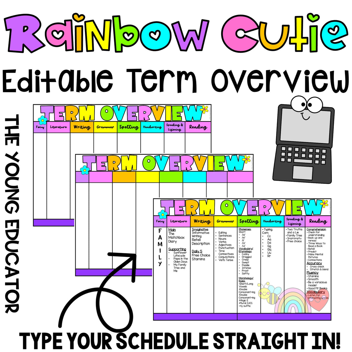 Rainbow Classroom Decor & Editable Term Curriculum Overview | Teacher ...