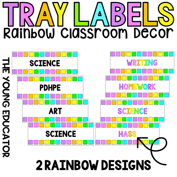 Rainbow Tray Labels | Shop Colorful Tub & Classroom Tray Labels ...